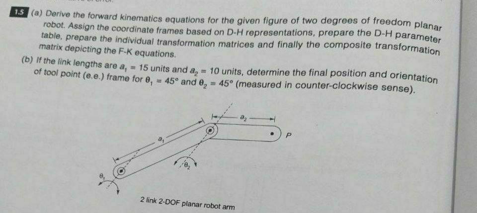 Solved 15 (a) Derive the forward kinematics equations for | Chegg.com