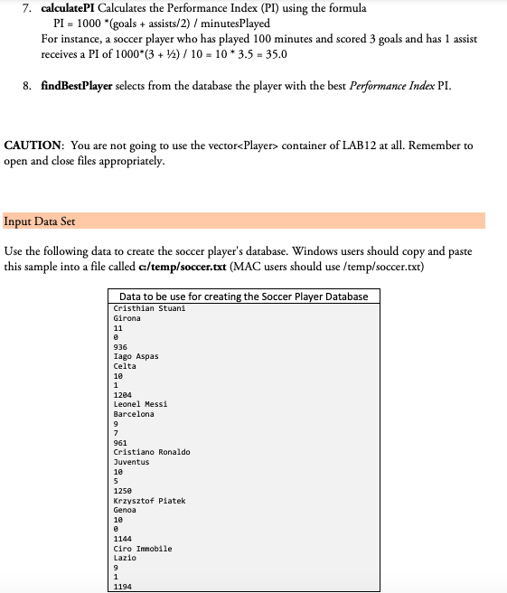 Solved Lab12 – The Soccer Player Database Using C++ | Chegg.com