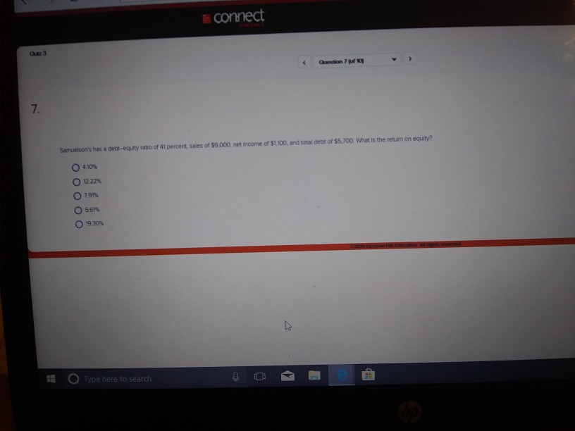 Solved connect Qutz 3 Question 7 jof 10 7 Samuelson's has a | Chegg.com