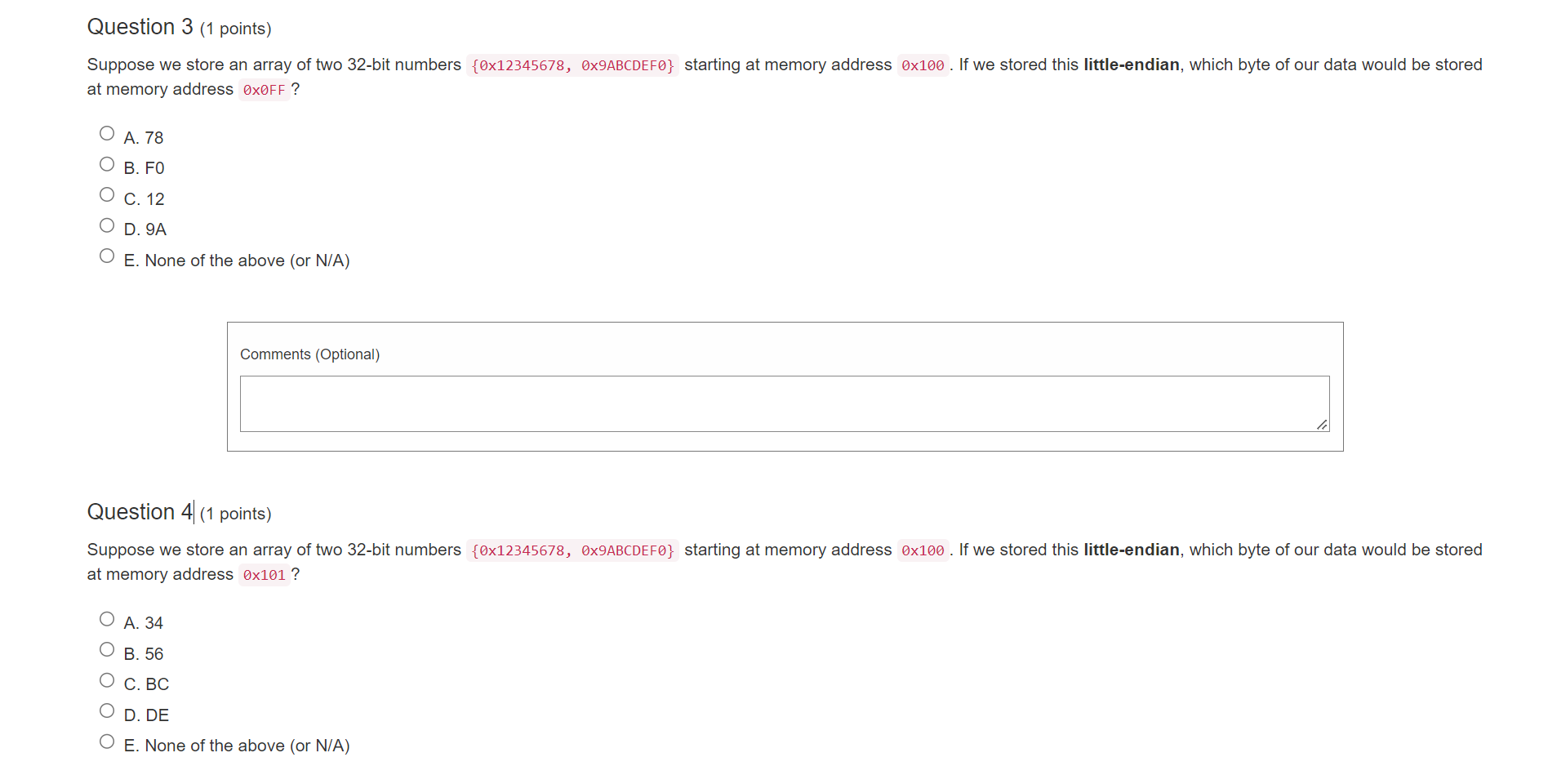 Solved Suppose we store an array of two 32-bit numbers | Chegg.com