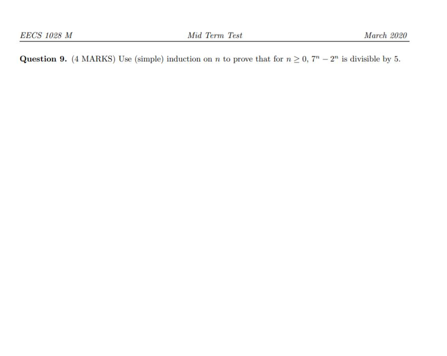 Solved Eecs 1028 M Mid Term Test March 2020 Question 9 4