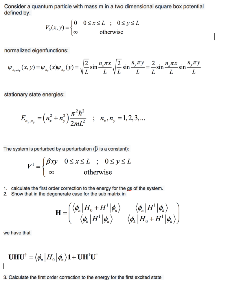 Solved Consider a quantum particle with mass m in a two | Chegg.com
