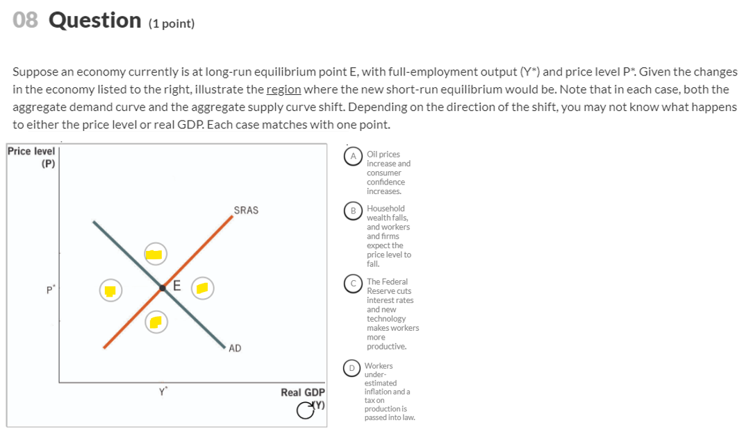 Solved 08 Question (1 point) Suppose an economy currently is | Chegg.com