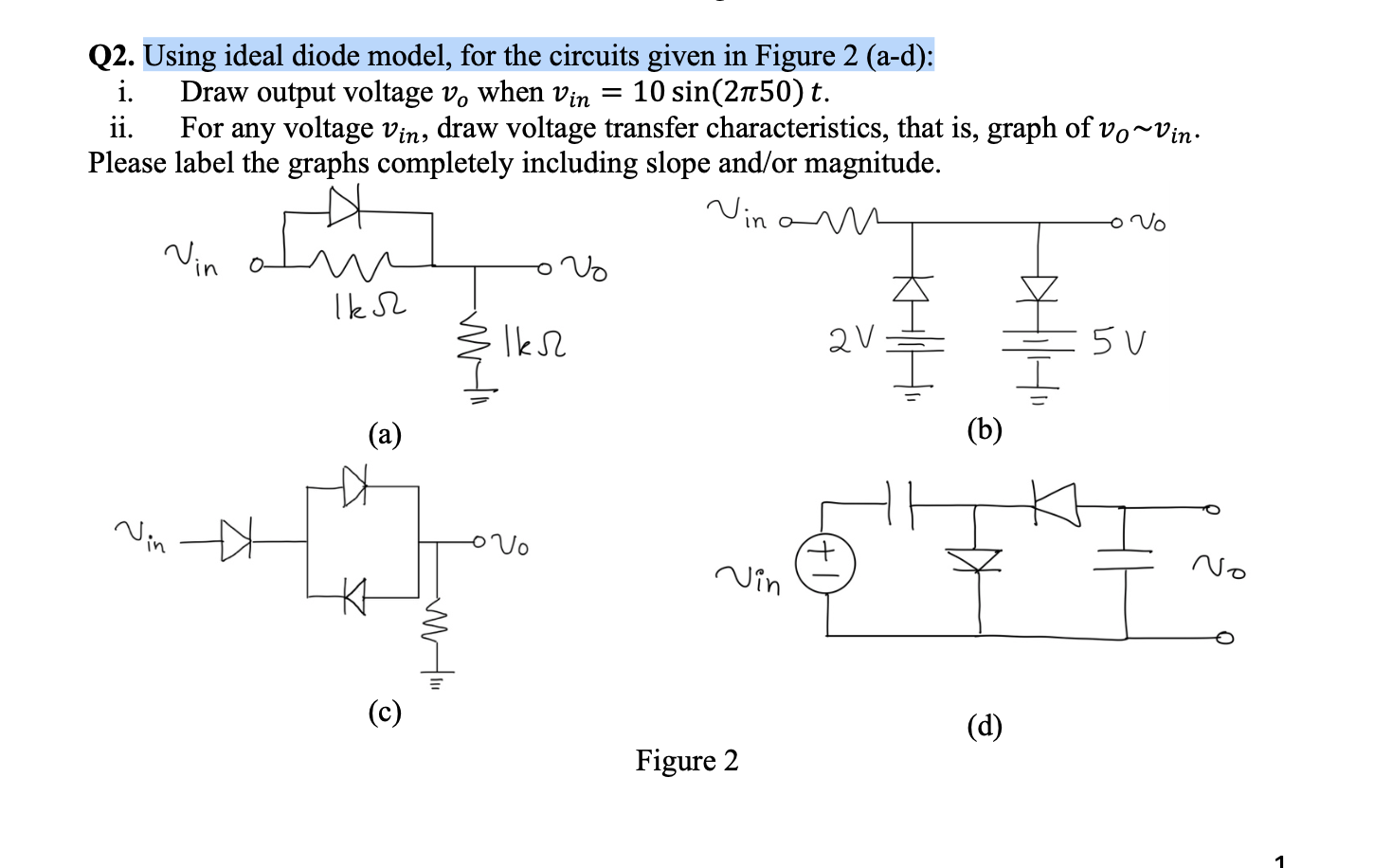Solved Using ideal diode model, for the circuits given in | Chegg.com