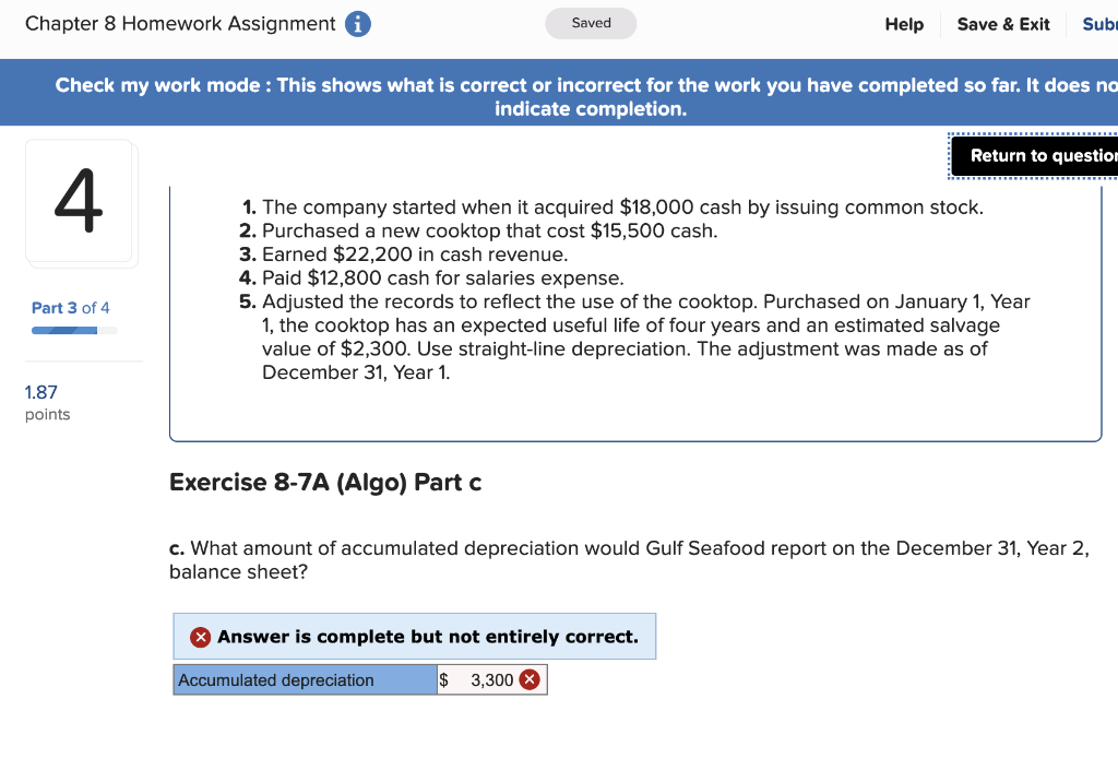 Solved Chapter 8 Homework Assignment Seved Help Save & Exit | Chegg.com
