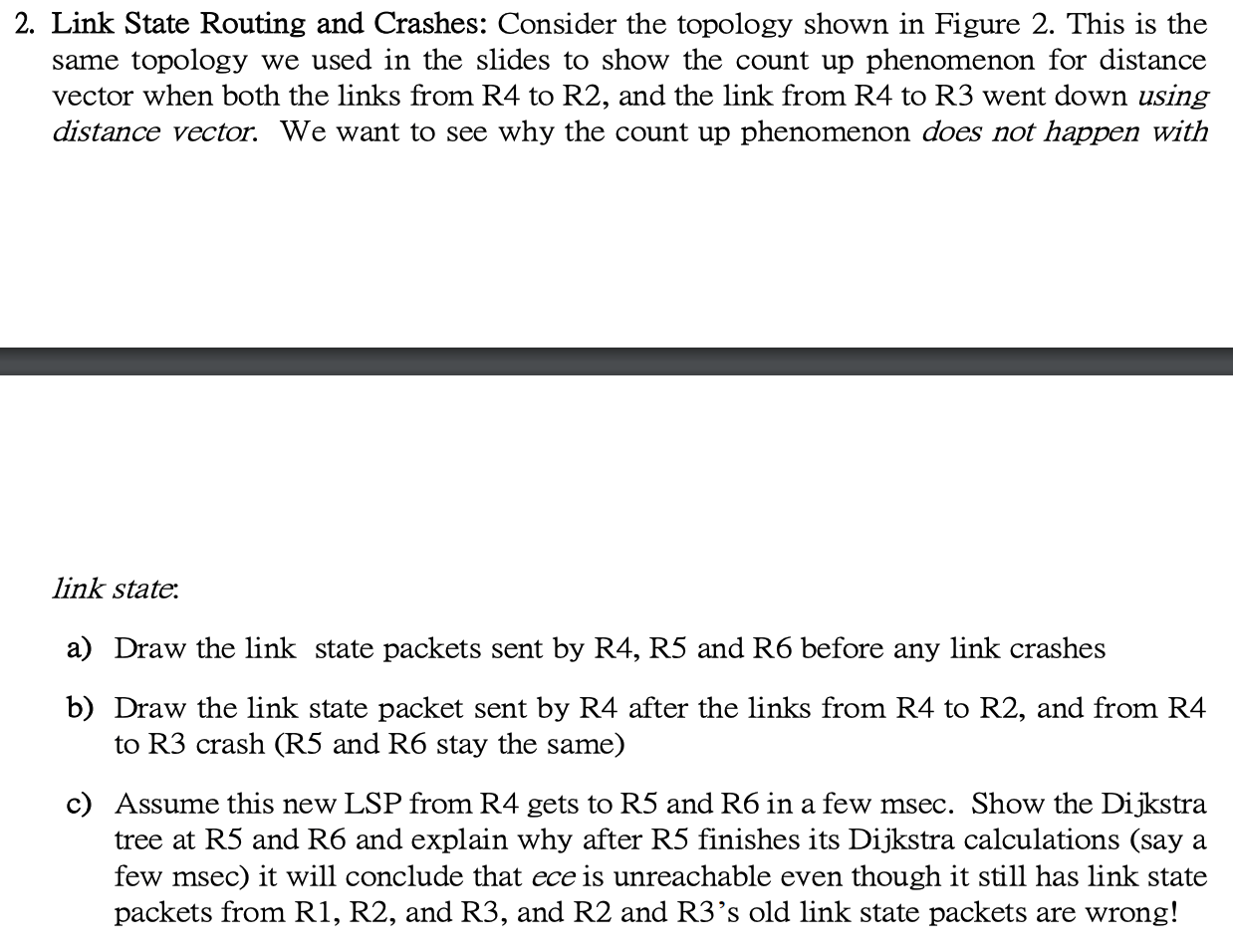 Solved 2. Link State Routing and Crashes: Consider the | Chegg.com