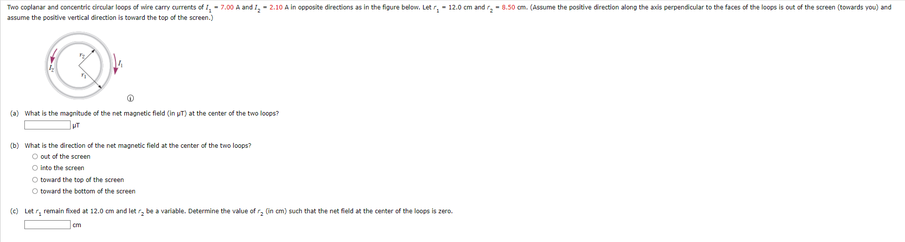 Solved Two coplanar and concentric circular loops of wire | Chegg.com