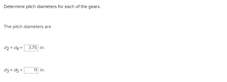 Solved Determine pitch diameters for each of the gears. The | Chegg.com