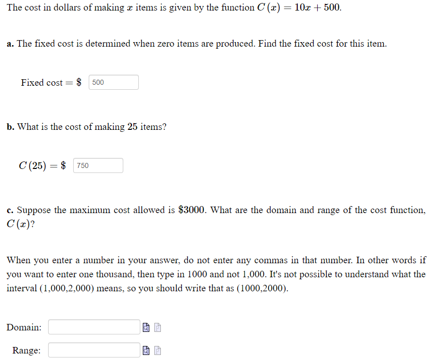 Solved The cost in dollars of making x items is given by the | Chegg.com