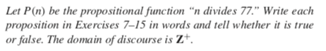 Solved Let P (n) be the propositional function "n divides | Chegg.com