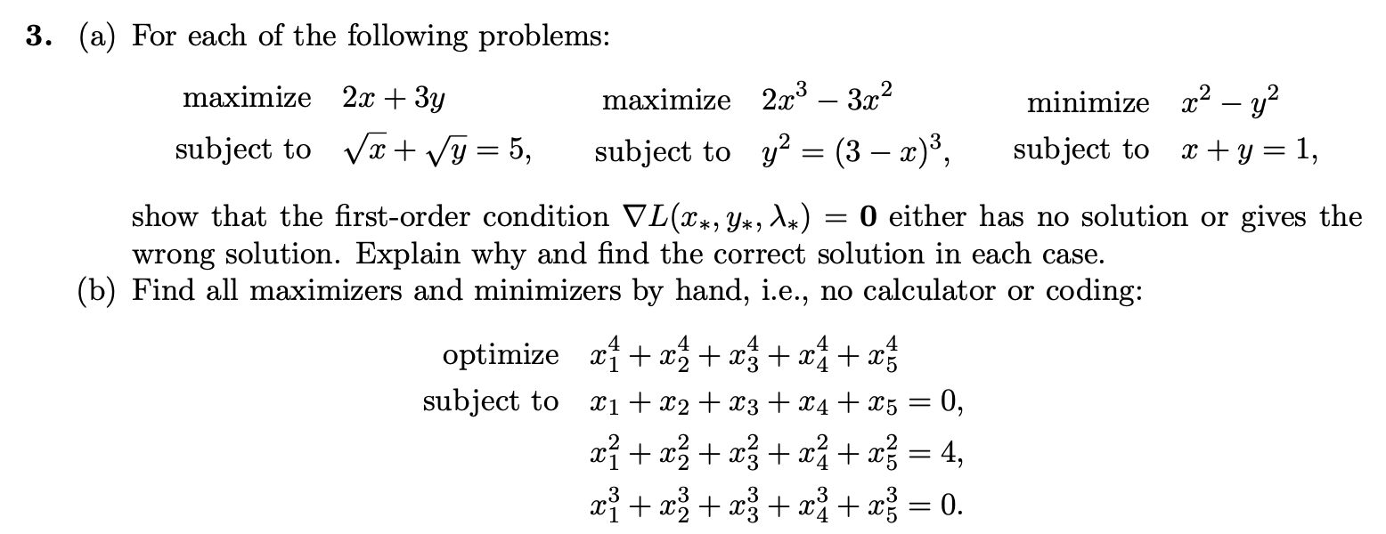 Solved 3. (a) For each of the following problems: maximize | Chegg.com