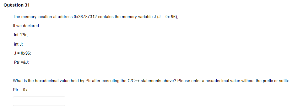 Solved The memory location at address 0×36787312 contains | Chegg.com