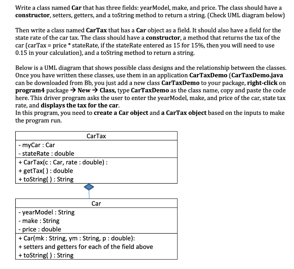 Solved Write a class named Car that has three fields: | Chegg.com