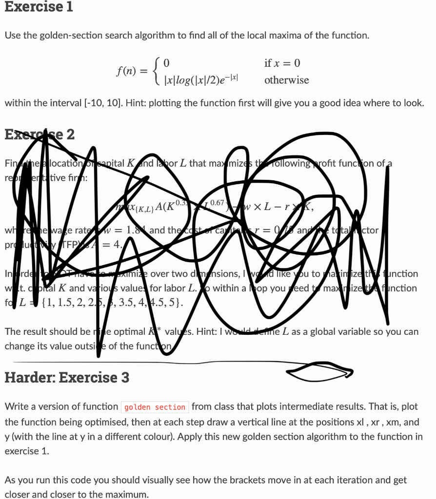 Exercise 1 Use the golden-section search algorithm to | Chegg.com