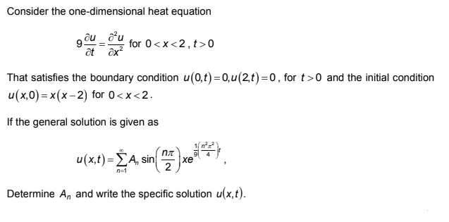 Solved Consider the one-dimensional heat equation gou ou at | Chegg.com
