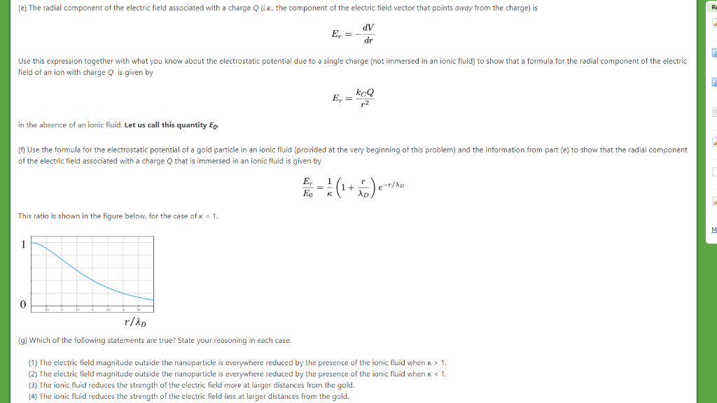 Solved (e) The radial component of the electric field | Chegg.com
