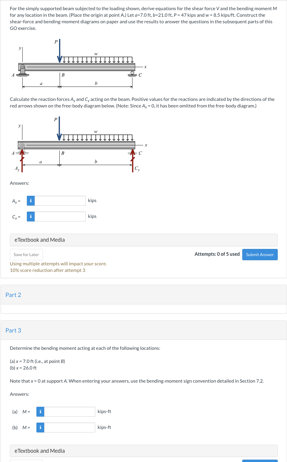 [Solved]: part 3 pls!! For the simply supported beam subjec