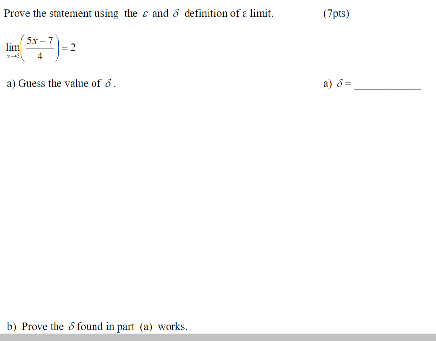 Solved Prove the statement using the ε and 8 definition of a | Chegg.com