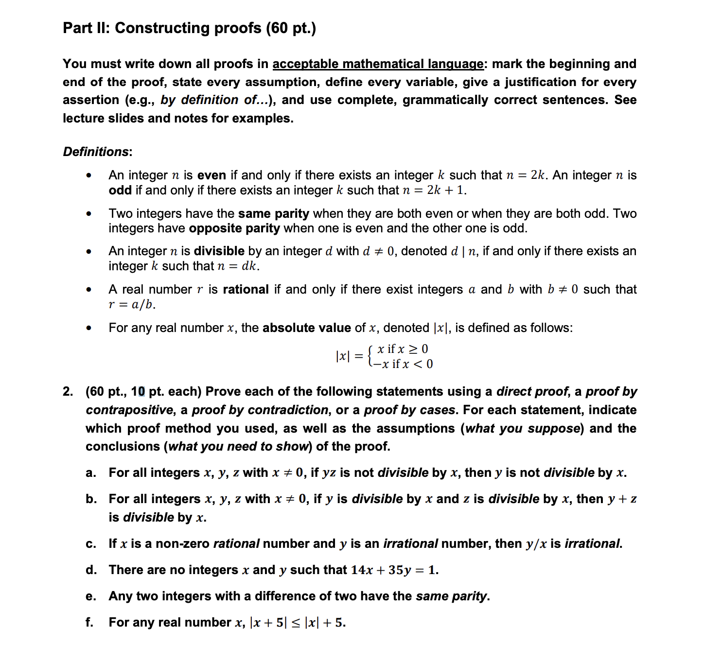 Solved Part Ii Constructing Proofs 60 Pt You Must Write
