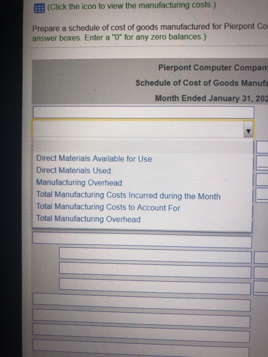Solved Prepare a schedule loost of goods man tactured for P | Chegg.com