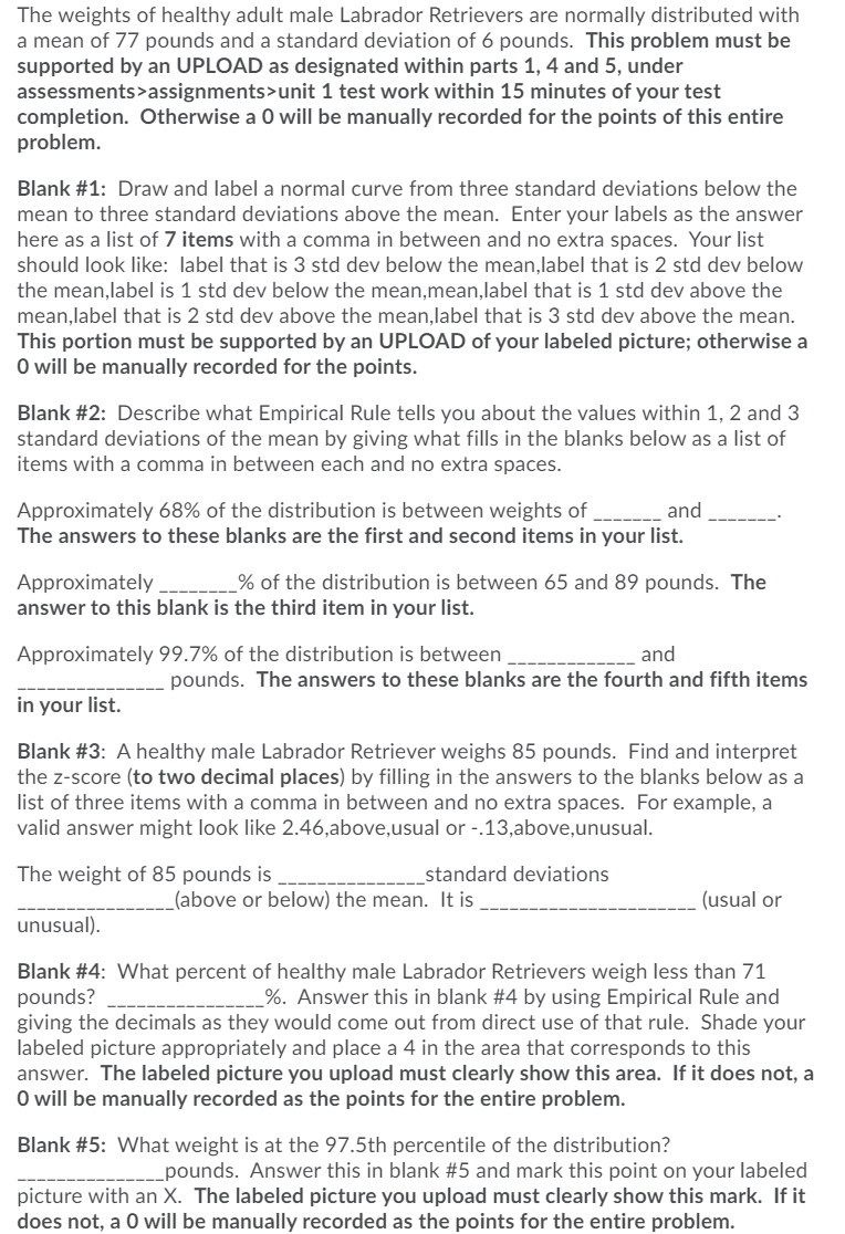 Solved The weights of healthy adult male Labrador Retrievers | Chegg.com