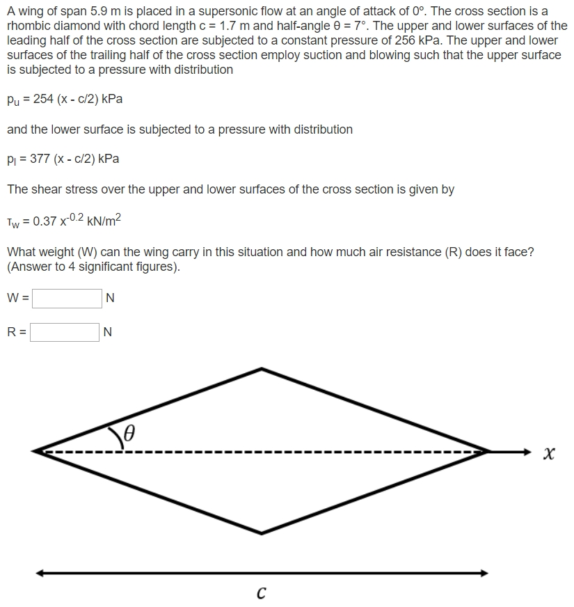 Solved A wing of span 5.9 m is placed in a supersonic flow | Chegg.com