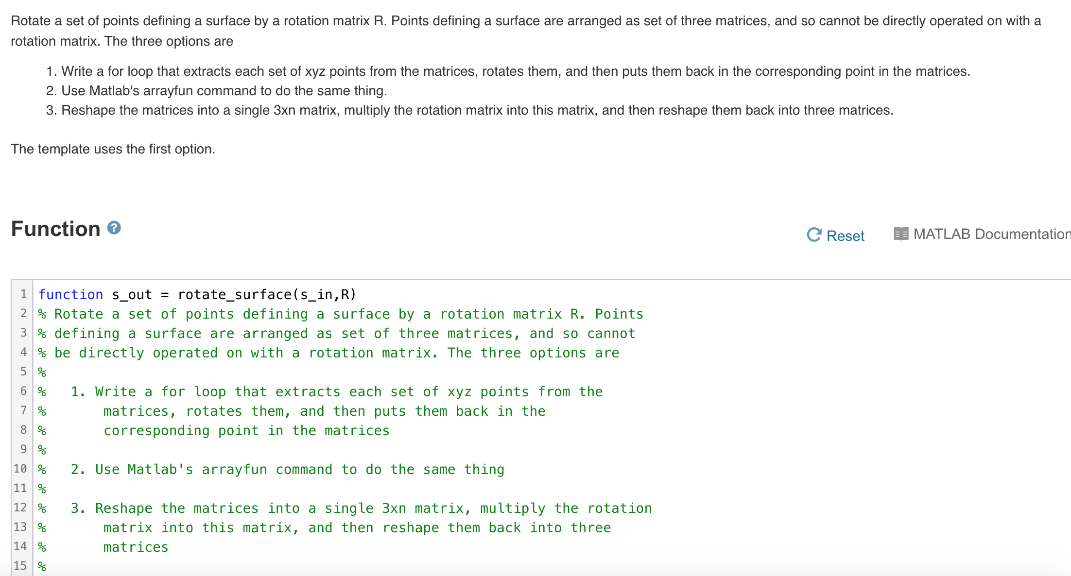 Rotate a set of points defining a surface by a | Chegg.com