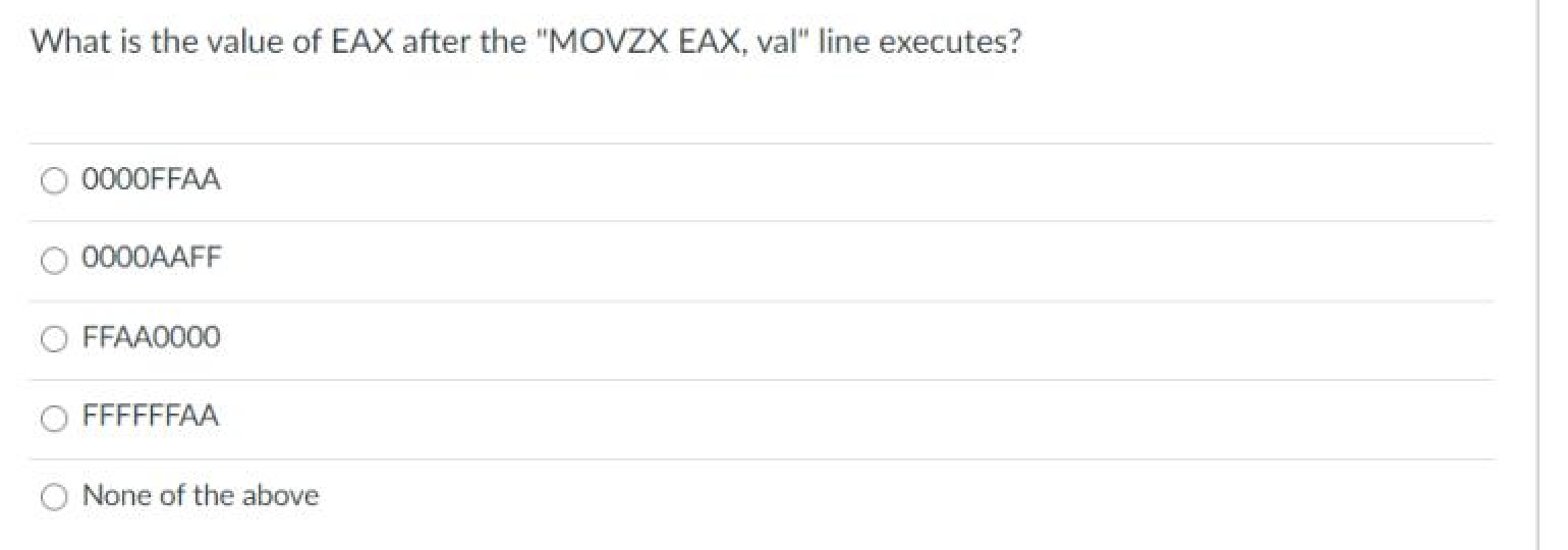 Solved What is the value of EAX after each of the lines of | Chegg.com
