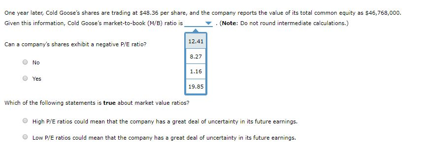 Solved 7. Market value ratios Ratios are mostly calculated | Chegg.com