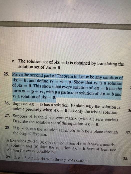 Solved E The Solution Set Of Ax B Is Obtained By