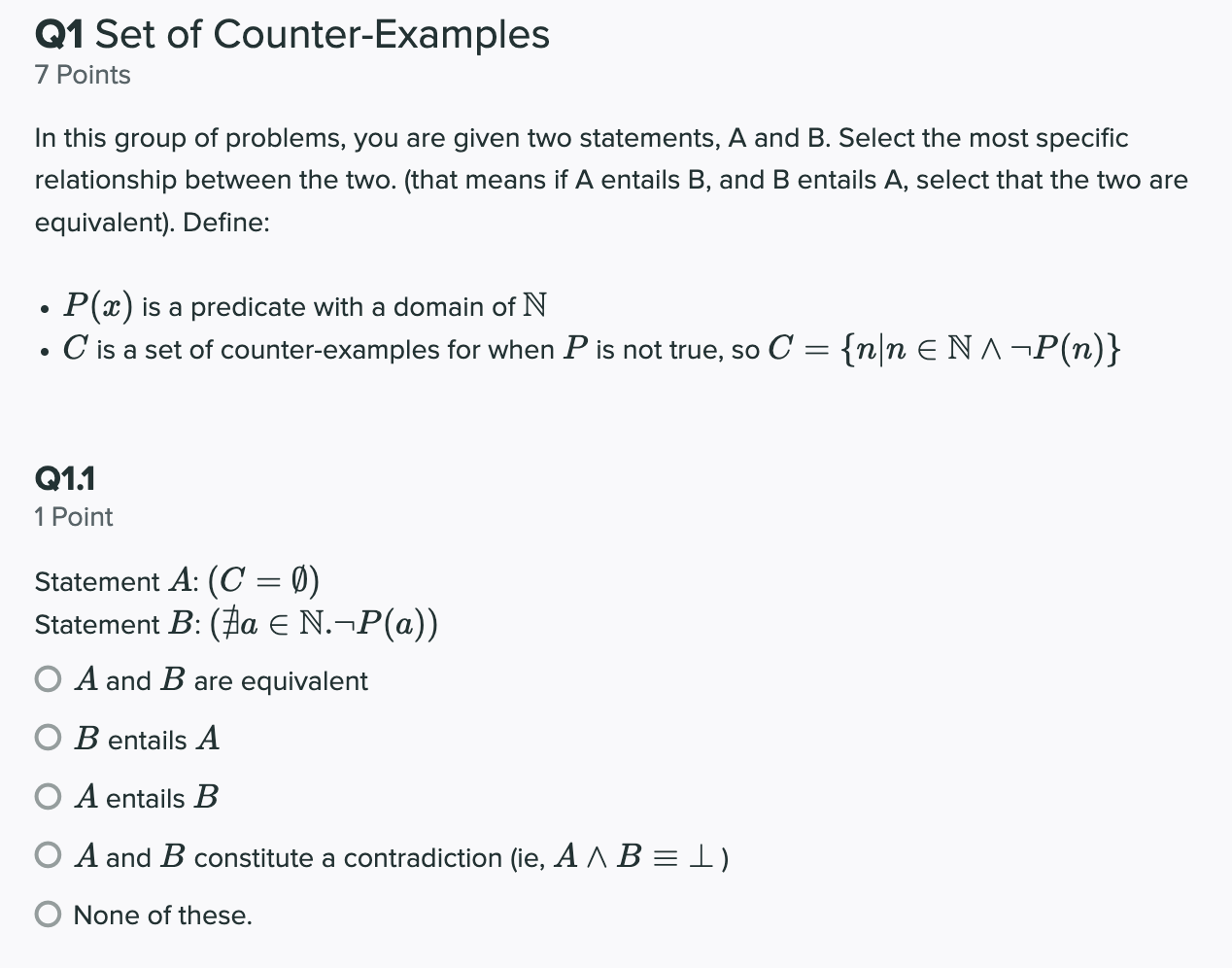 Q1 Set of Counter-Examples 7 Points In this group of | Chegg.com