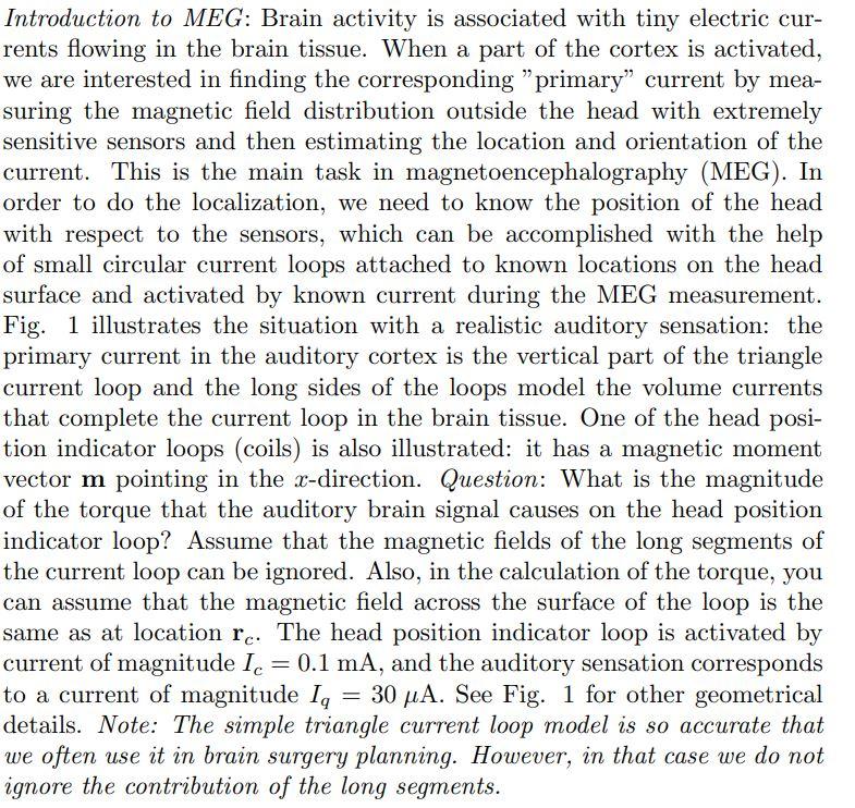 Introduction to MEG: Brain activity is associated | Chegg.com