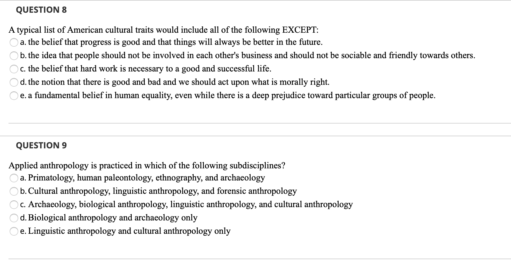 Solved QUESTION 8 A Typical List Of American Cultural Traits Chegg solved-question-8-a-typical-list-of-american-cultural-traits-chegg