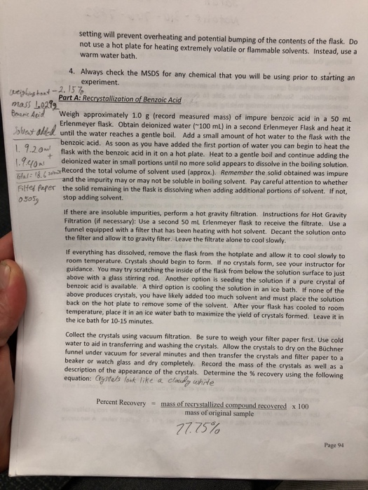 Solved Experiment 1: Solids: Recrystallization and Melting | Chegg.com