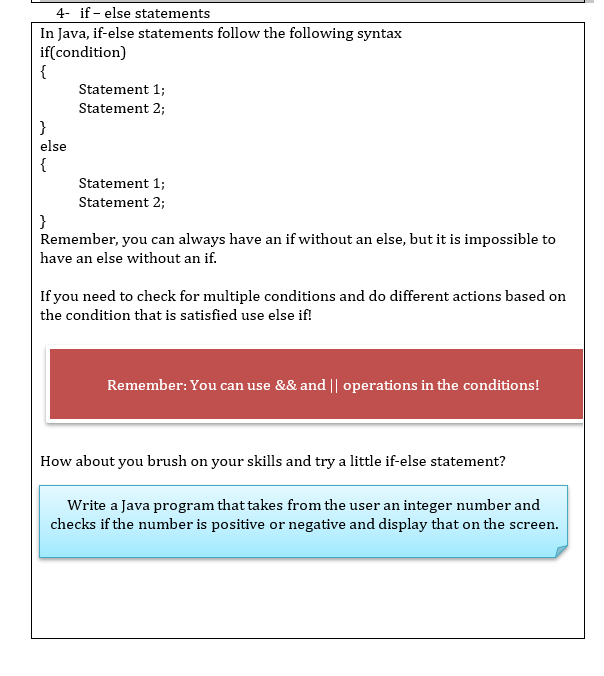 Solved 4 If else Statements In Java If else Statements Chegg
