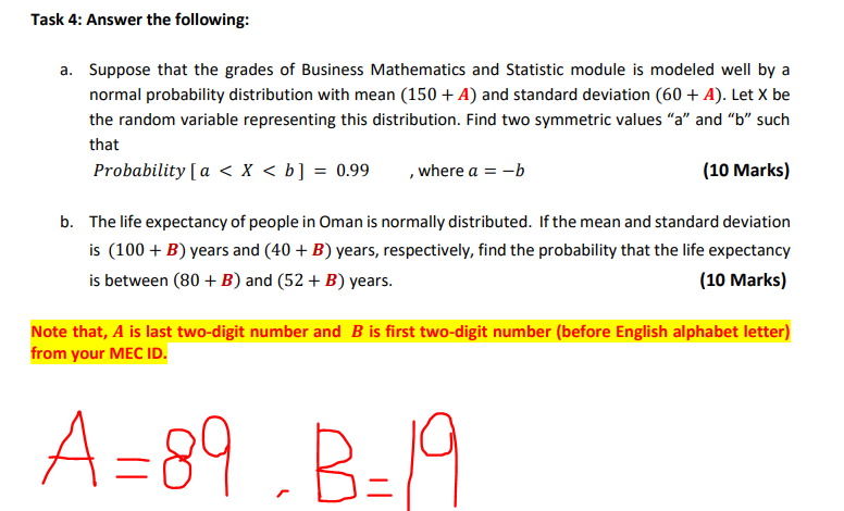 Solved Task 4: Answer the following: a. Suppose that the | Chegg.com