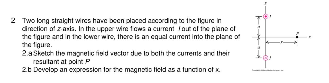 Solved 2 ﻿Two long straight wires have been placed according | Chegg.com