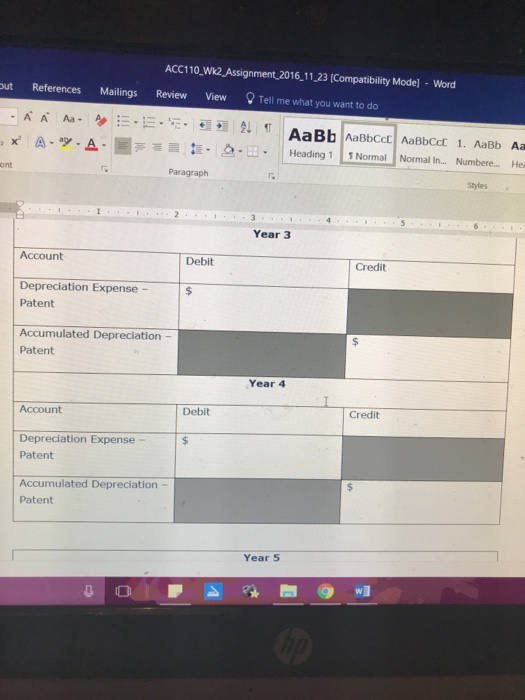 Solved ACC110 Wk2 Assignment 201611,23 (Protected View) - | Chegg.com
