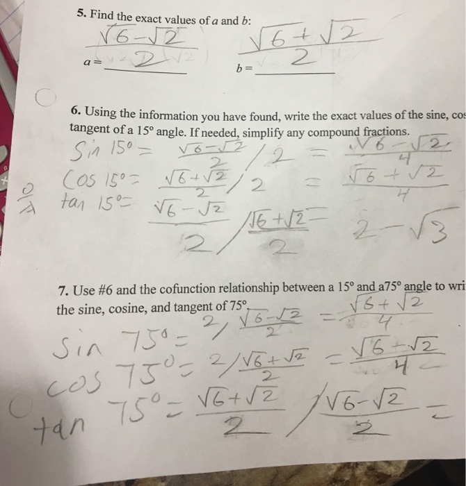 Solved How do you rationalize these answers to the sin, cos, | Chegg.com