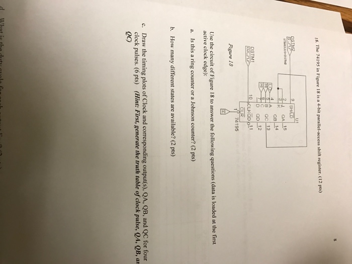 Solved The 74195 in Figure 18 is a 4-bit parallel-access | Chegg.com