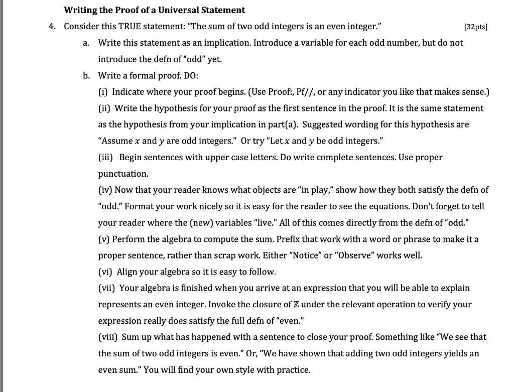 Solved Writing the Proof of a Universal Statement Consider | Chegg.com