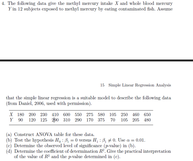 Solved The following data give the methyl mercury intake X | Chegg.com