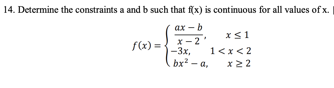 Solved Determine the constraints a and b ﻿such that f(x) ﻿is | Chegg.com