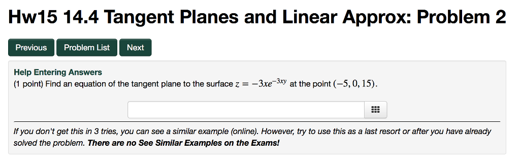 Solved Hw15 14.4 Tangent Planes and Linear Approx: Problem 2 | Chegg.com