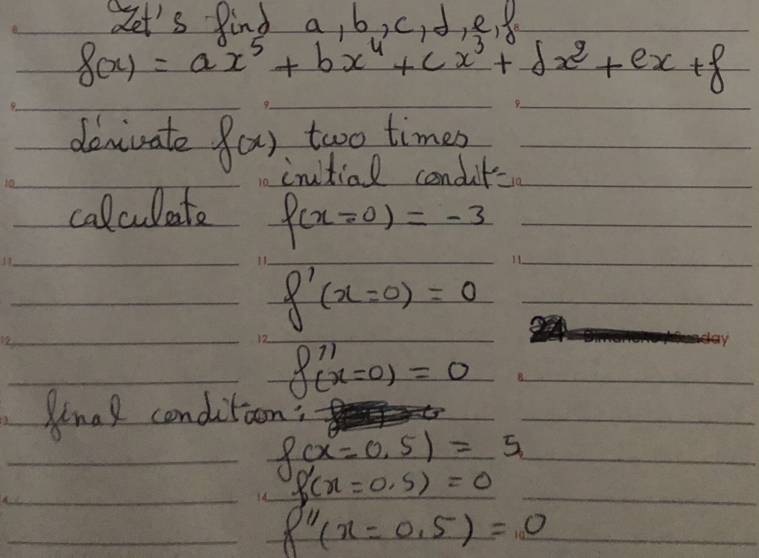 Solved Let's find a,b,c,d,e,f f(x)=ax5+bx4+cx3+dx2+ex+f | Chegg.com