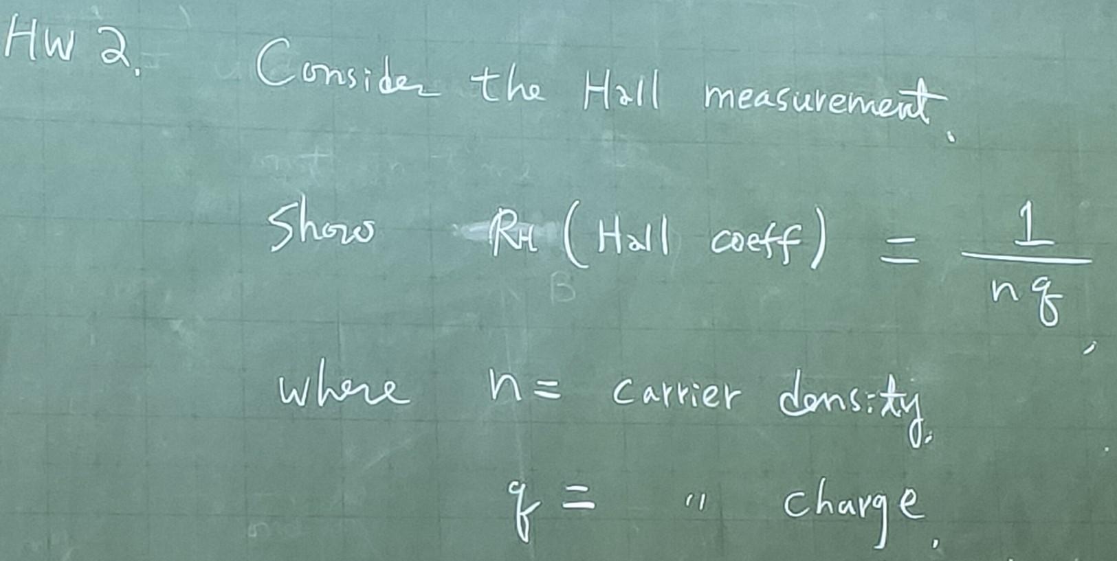 Solved HW 2. Consider the Hall measurement Show Ra (Hall | Chegg.com