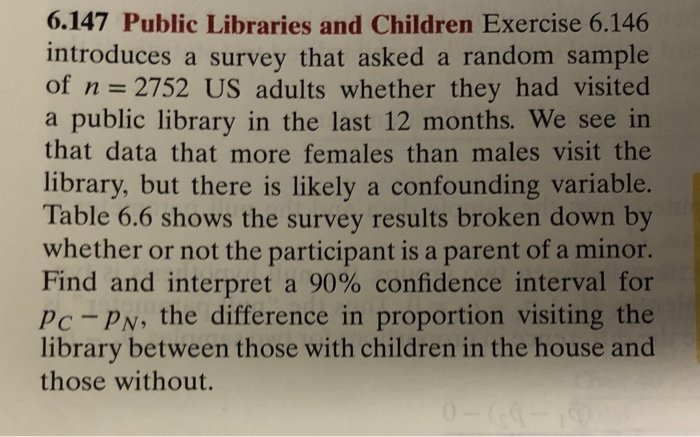 6.147 Public Libraries and Children Exercise 6.146 | Chegg.com