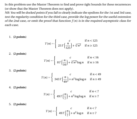 Solved In this problem use the Master Theorem to find and | Chegg.com