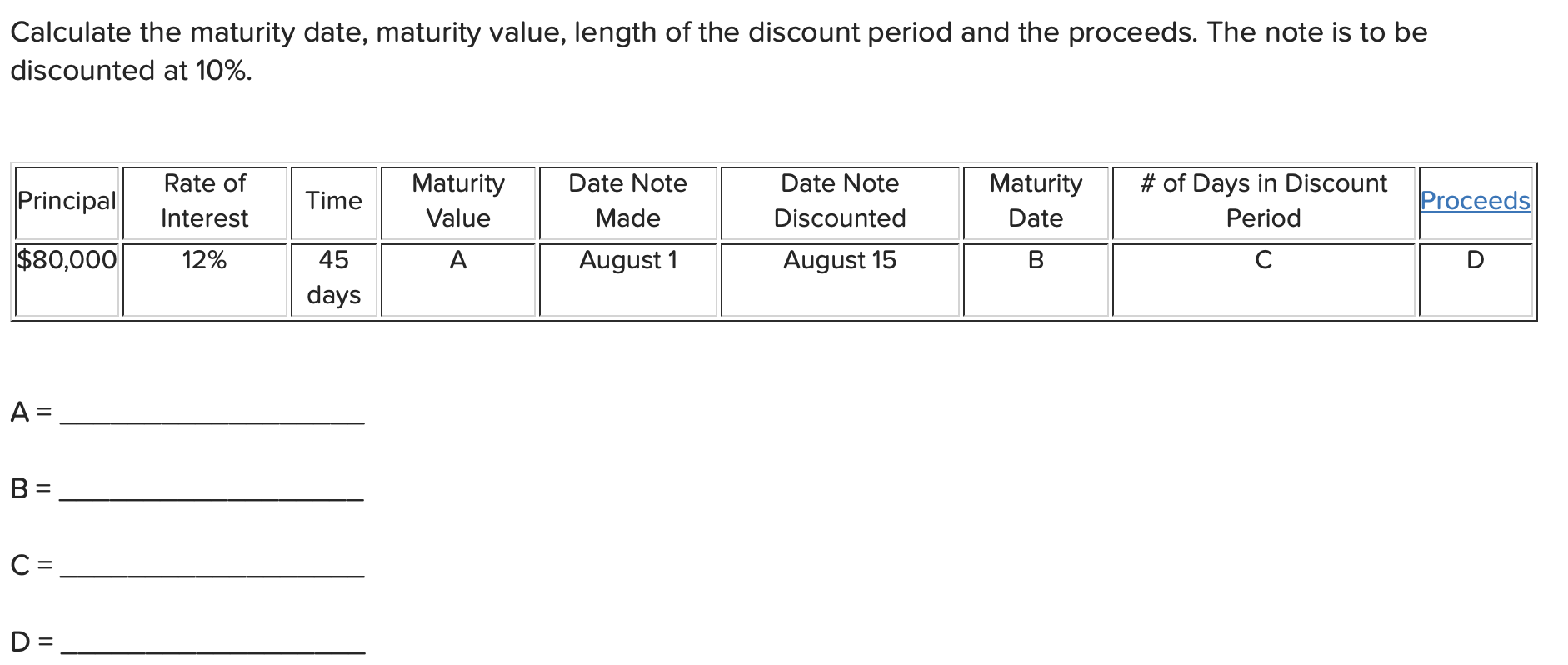 Solved Calculate the maturity date, maturity value, length | Chegg.com
