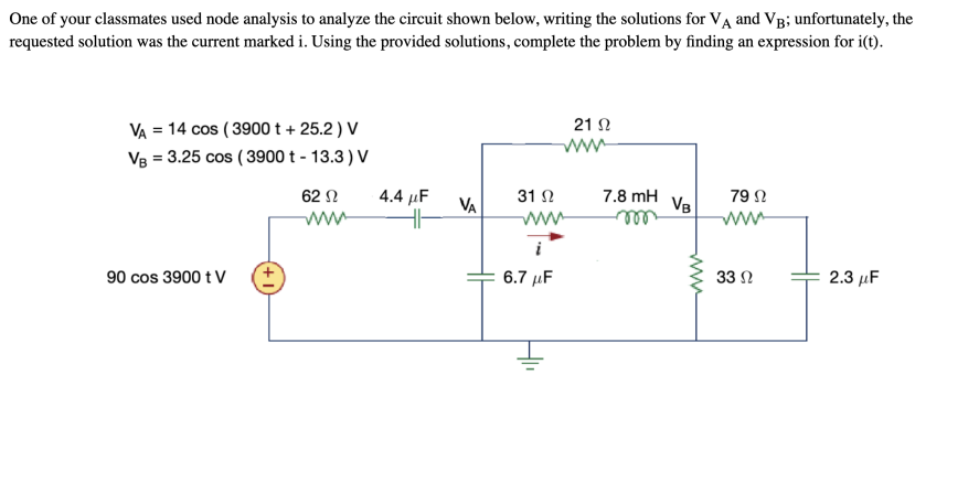 Solved One of your classmates used node analysis to analyze | Chegg.com